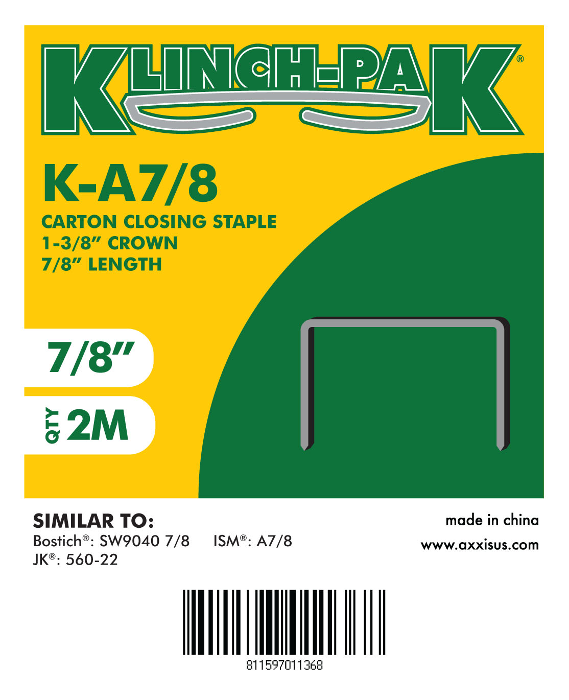 Klinch-Pak Stick Staples carton closing fasteners klinchpak